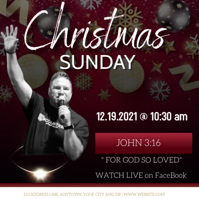 Copy of CHURCH CHRISTMAS SUNDAY SERVICE EVENT TEMPLAT | PosterMyWall