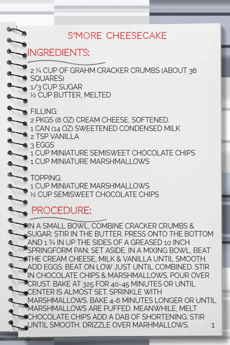 SMORES CHEESECAKE PG1 | PosterMyWall