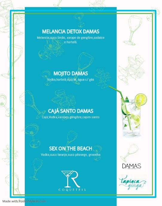 Cópia de Green Cocktail Menu | PosterMyWall