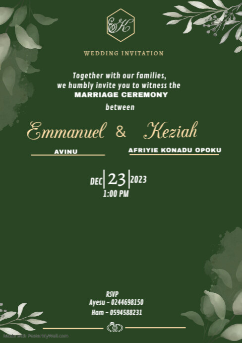 Wedding Invitation poster template | PosterMyWall