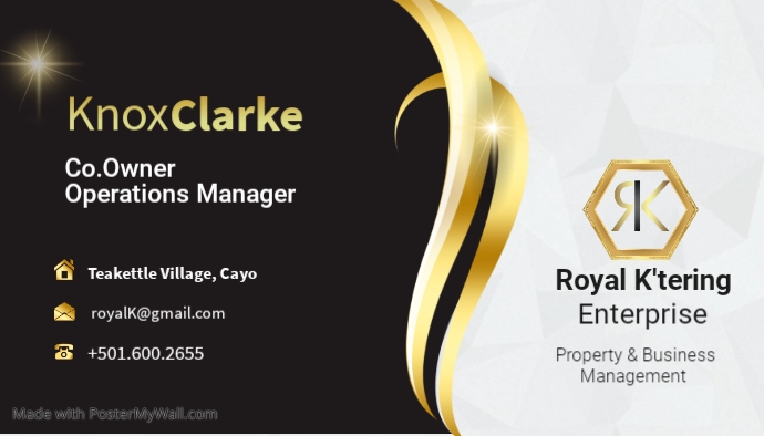 Royal K Back Business Card | PosterMyWall