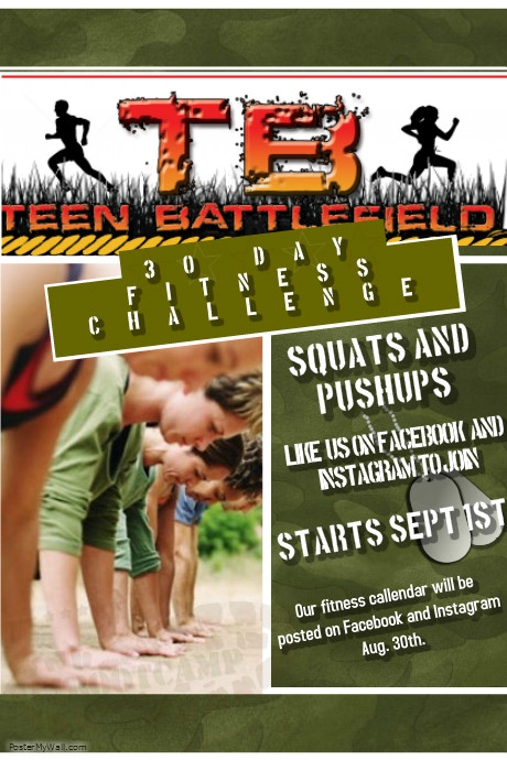 Teen Battlefield Fitness Challenge | PosterMyWall