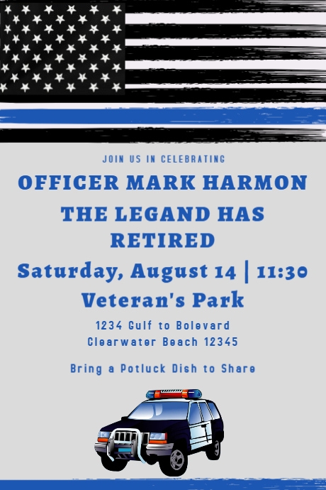 Police Officer Retirement Invitation | PosterMyWall