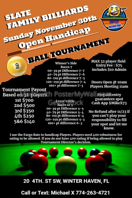 Copy of Copy of Pool Tournament Poster | PosterMyWall