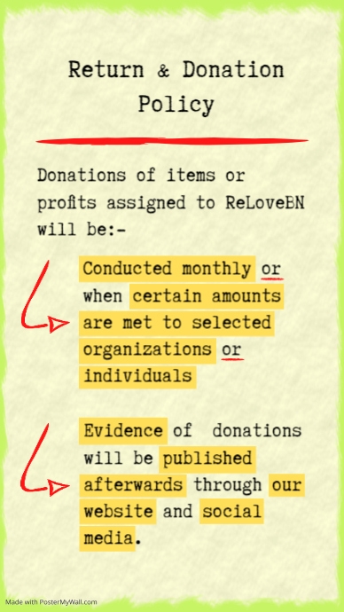 ReLoveBN Return & Donation Policy 2 | PosterMyWall
