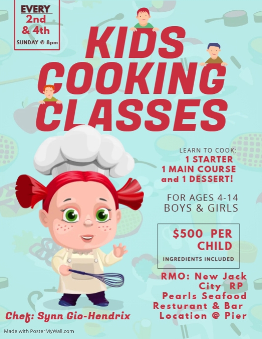 kids Cooking Classes Flyer Design Template | PosterMyWall