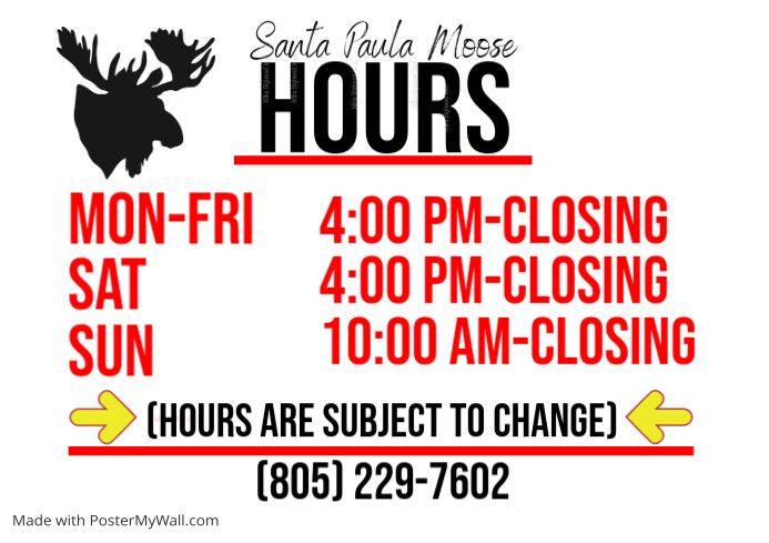 Hours | PosterMyWall