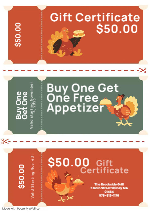Thanksgiving Coupon Design Template | PosterMyWall