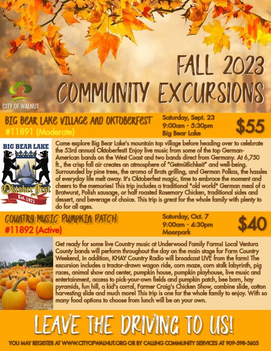 Copy of Fall 23 Front Community Excursions 2023 (2) | PosterMyWall