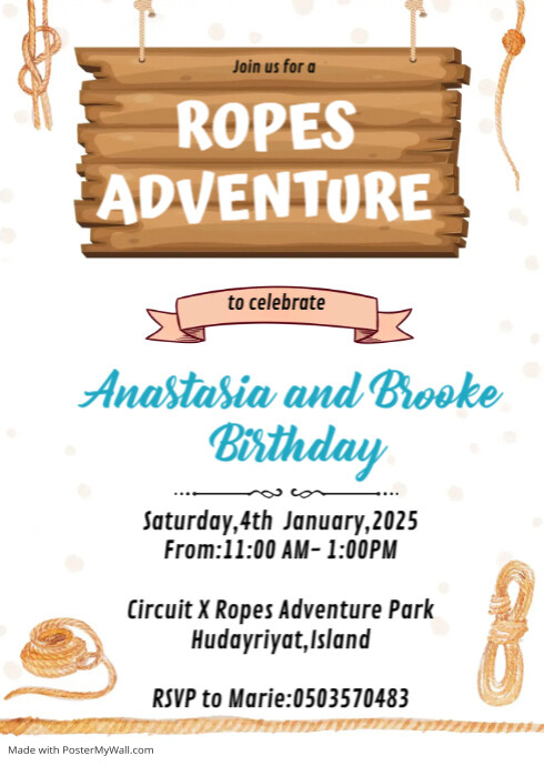 Rope course obstacle party theme | PosterMyWall