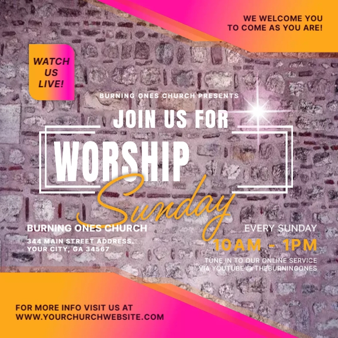 Church Worship Sunday Service Event Template | PosterMyWall