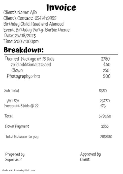 birthday invoice | PosterMyWall