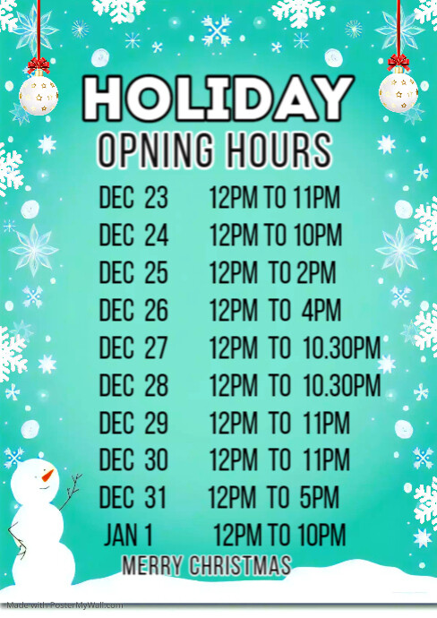 christmas business schedule | PosterMyWall
