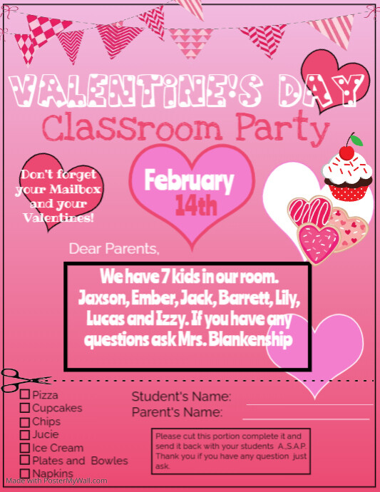 Copy of Valentine's Day Classroom Party Letter | PosterMyWall