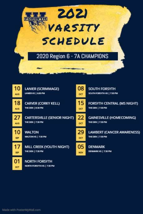 Varsity Schedule | PosterMyWall