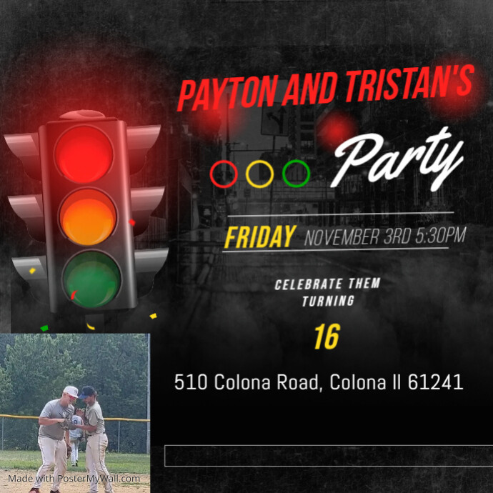 Black Stop Light Party Invitation Instagram I | PosterMyWall