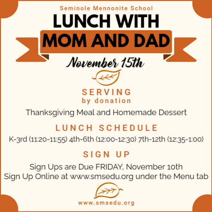 Lunch with Mom and Dad NOV 15 | PosterMyWall