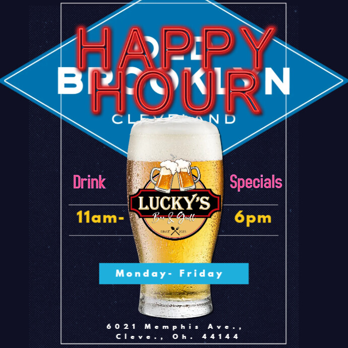 Black Beer Glass Happy Hour Bar Design (1) | PosterMyWall