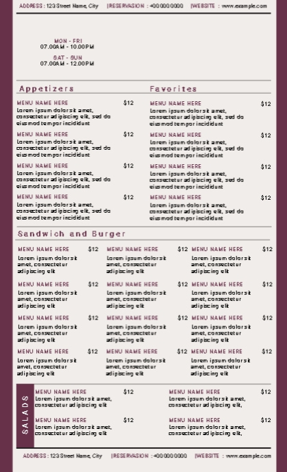 Simple Food Menu Template | PosterMyWall