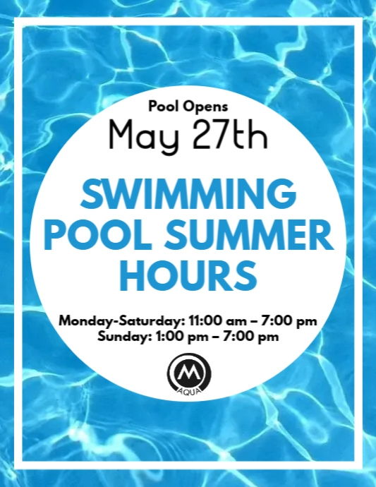 Summer Season Pool Hours - Counter & Wall Display Size | PosterMyWall
