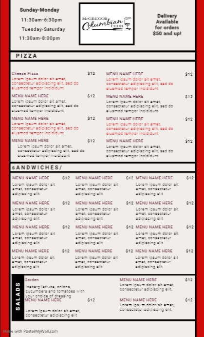 Copy of Simple Food Menu - Resto & Lounge Template | PosterMyWall