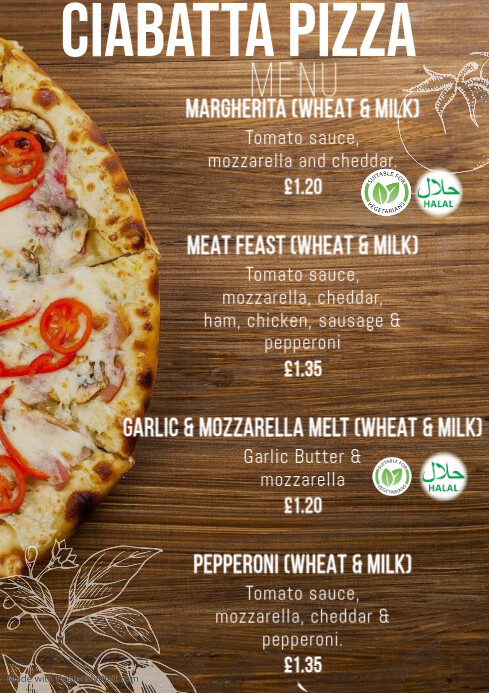 Pizza menu table a3 (1) | PosterMyWall