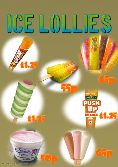 Ice Lolly menu | PosterMyWall