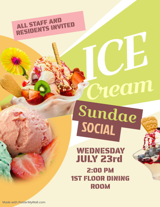 Ice Cream Sundae Party Flyer | PosterMyWall