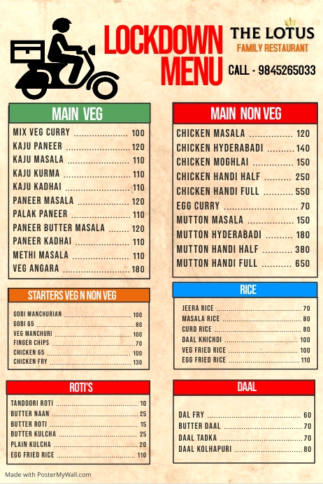 Copy of Lockdown Takeaway Restaurant Menu Template | PosterMyWall