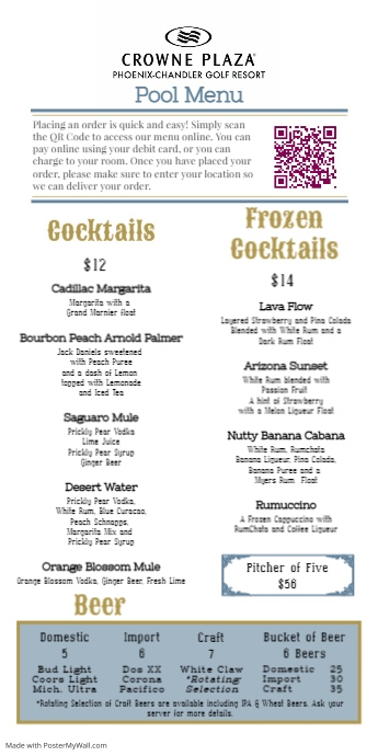 Pool Bar Cocktail Menu | PosterMyWall