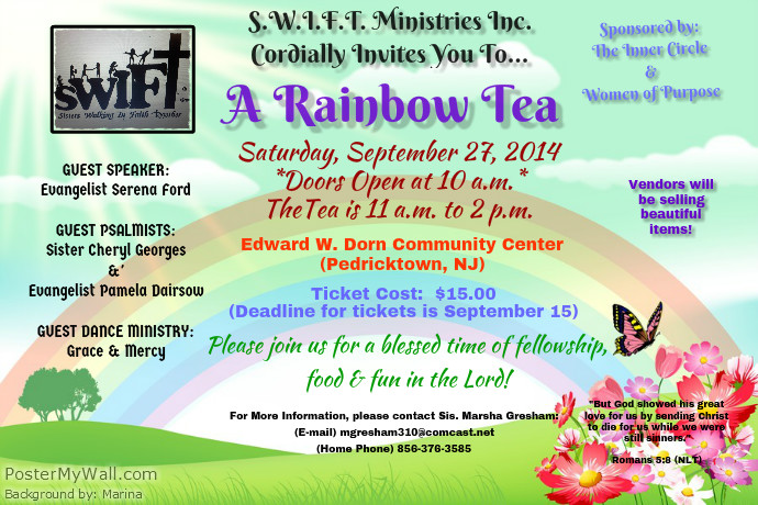 SWIFT Ministries Inc Rainbow Tea 9/27/14 | PosterMyWall