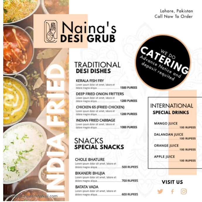 Indian Fried Food Menu Template | PosterMyWall
