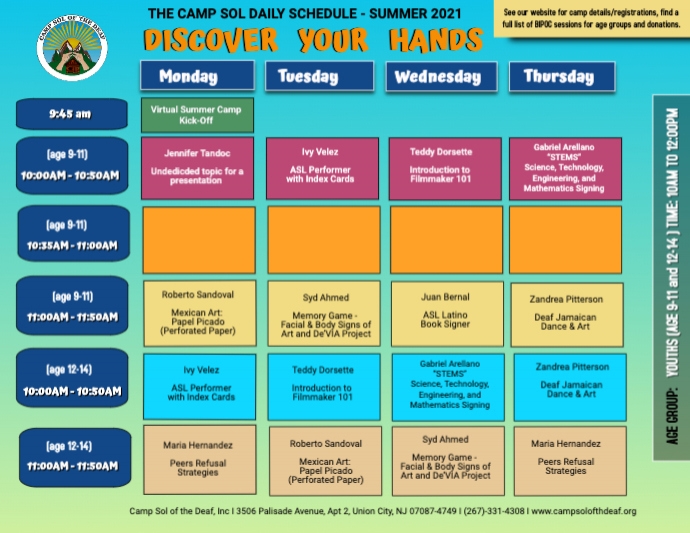 2021 Camp Daily Schedule page 1 | PosterMyWall