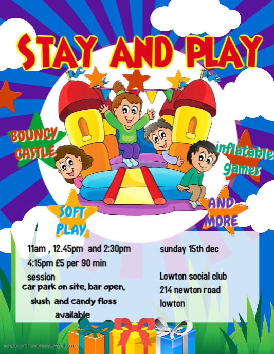 Colorful Kids Bouncy Castle Event Flyer Templ | PosterMyWall