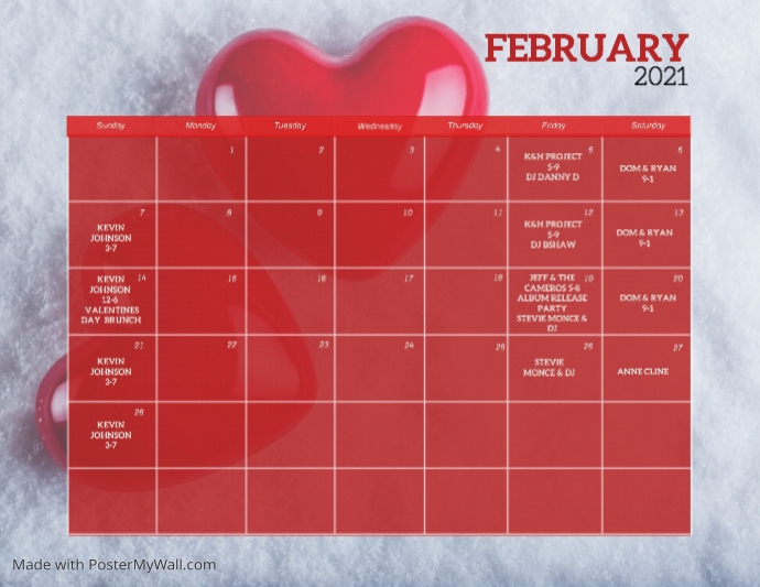 Copy of Copy of February Event Calendar template | PosterMyWall
