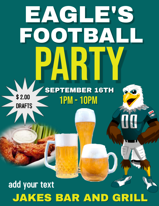 EAGLES FOOTBALL PARTY FOOTBALL Template | PosterMyWall