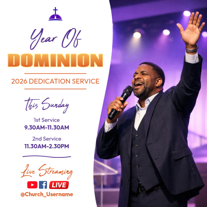 Modèle ear of Dominion 2026 Church Dedication Service Flyer New Year ...