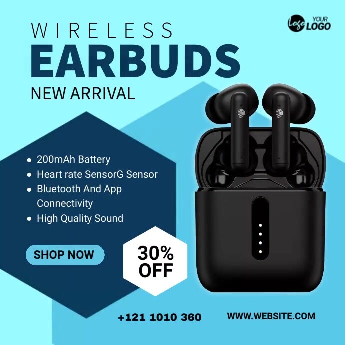 Earbuds promotional banner ad Template | PosterMyWall