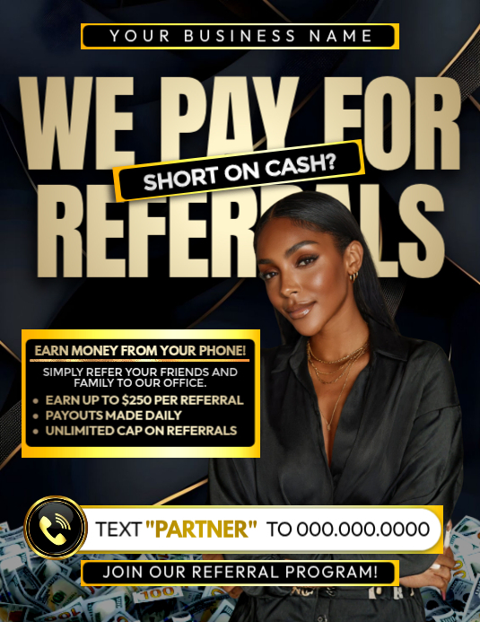 Plantilla de Earn Cash Through Referrals | PosterMyWall