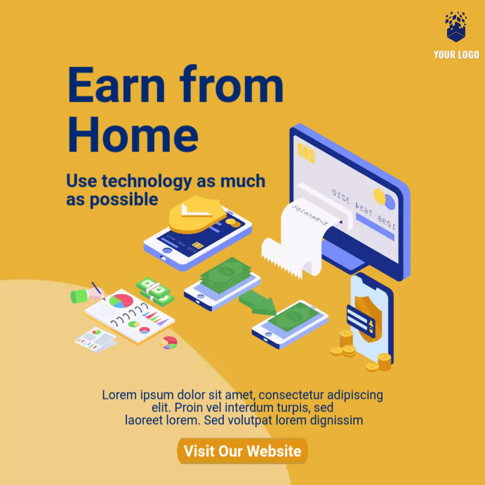 Earn From Home Template | PosterMyWall