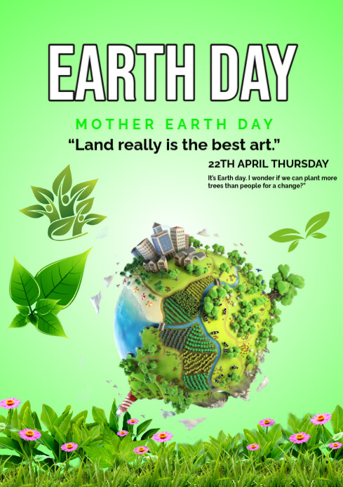 Earth Day City And Ocean Themed Earth Animated, Earth, A4 Template ...