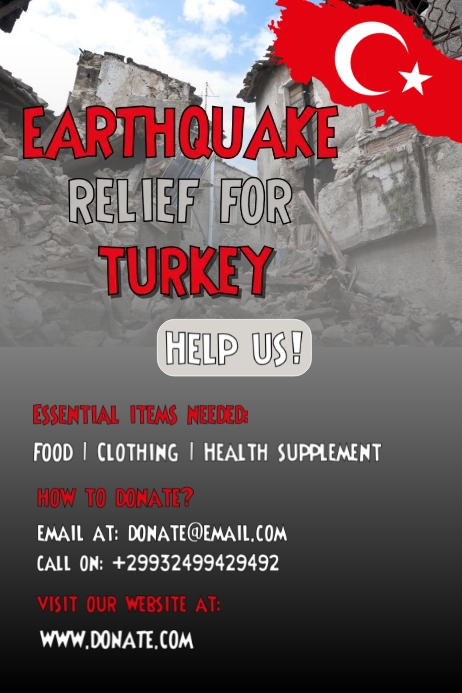 Earthquake relief for Turkey Template | PosterMyWall