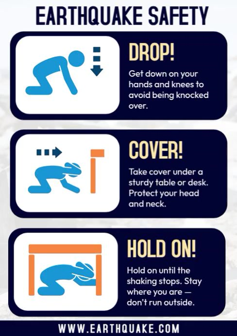 Purple Earthquake Safety A4 Template | PosterMyWall
