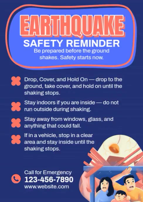Earthquake Safety Reminder Template | PosterMyWall