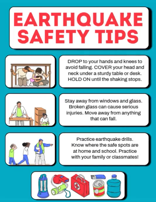 Plantilla de Earthquake Safety Tips | PosterMyWall