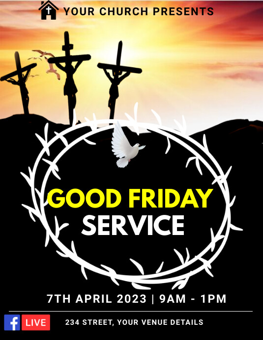Easter, good friday, good friday service Template | PosterMyWall