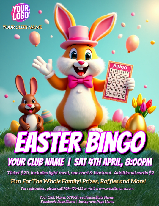 Easter Bingo Night Party Flyer Template | PosterMyWall
