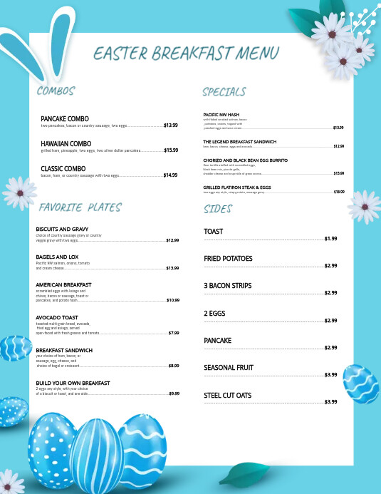 Easter breakfast menu Template | PosterMyWall