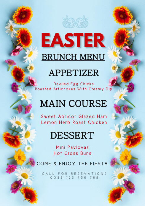 Easter brunch menu store