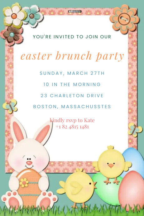 Easter Brunch Party Poster Template | PosterMyWall